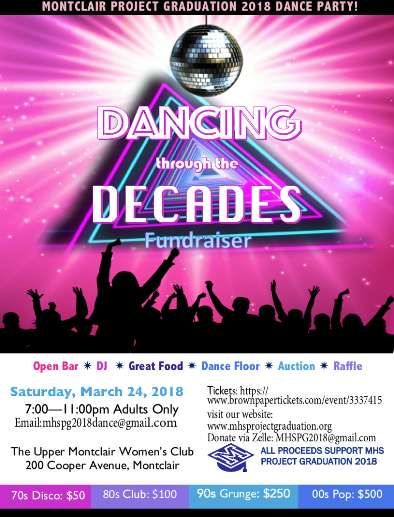 Dancing Decades Flyer (v4) | Montclair High School Project Graduation